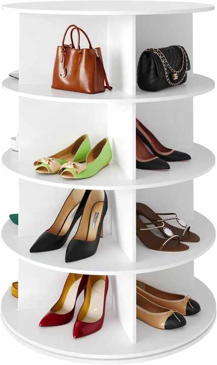 rotating tower white shoe rack Organized and beautiful lazy-susan-shoe ...