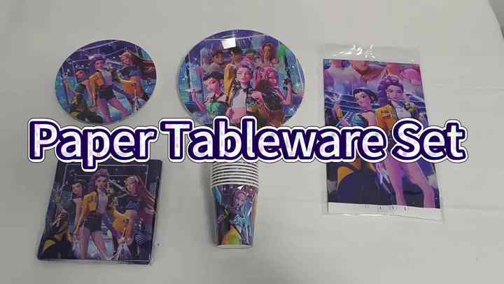 Cartoon Demon Hunter Girl Group 10 Guest Birthday Party Pack HBD Banner ...
