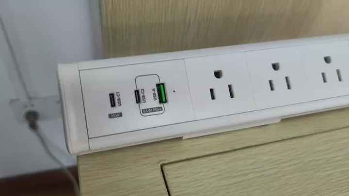 65W PD 13A Clamp Mount Power Strip 125V US Plug USB Charging Ports 3 AC ...