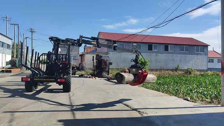 CE Approved Hydraulic Telescopic Crane with Log Grapple Timber Trailer ...