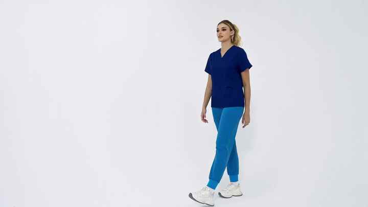 Women's Soft Polyester V-Neck Scrub Stretch and Wrinkle-Free Fabric ...