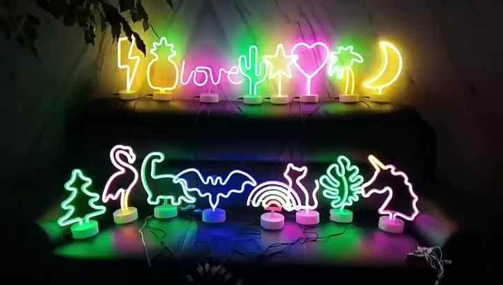 Colorful Table LED Lightning Neon Sign USB Home Neon Night Lights for ...