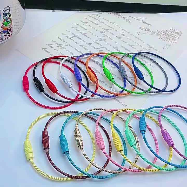 PVC Coated Stainless Steel Wire Keychain Key Ring Loop Holder Wire ...