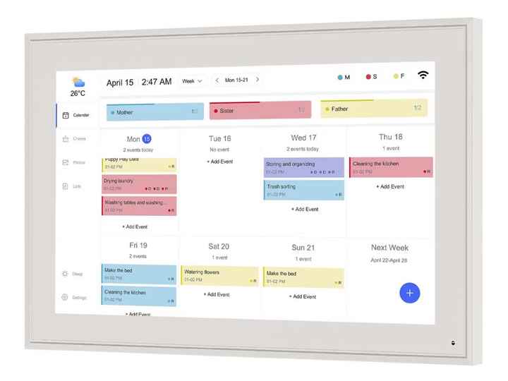 Wall Mount 21.5 Inch Digital Calendar - Smart Touch Screen Family ...