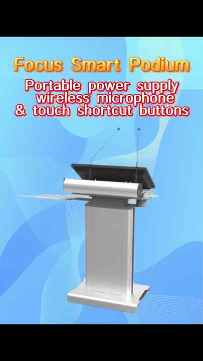 Electric Height Adjustable Lectern - Dual Screens Podium