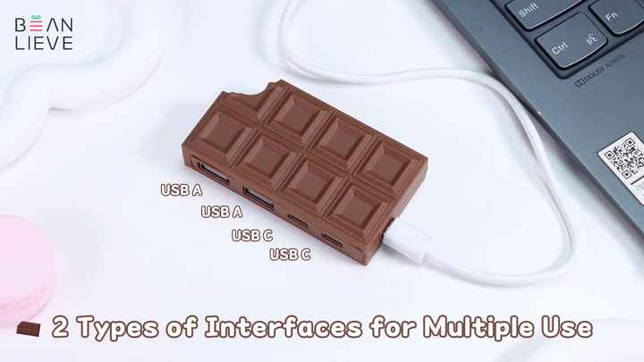 Funny Chocolate Shaped 4 Port USB Hub Type-C Laptop Port Docking ...