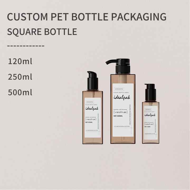 Custom PET Plastic Square Shampoo Lotion Body Wash Shower Gel Packaging ...