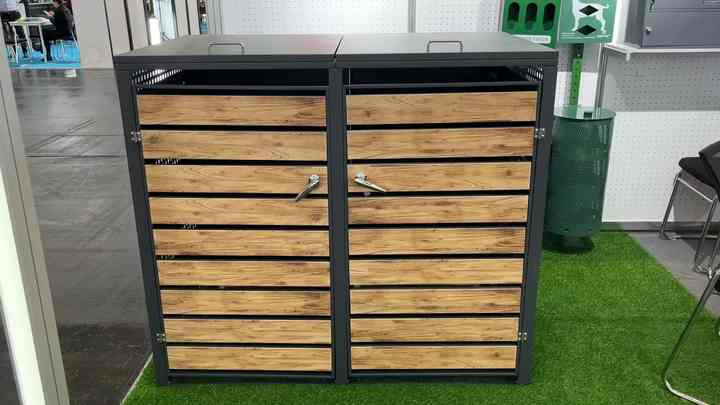 Garden Double Wheelie Bin Hideaway Metal&Wood Secure Waste Bin Storage ...