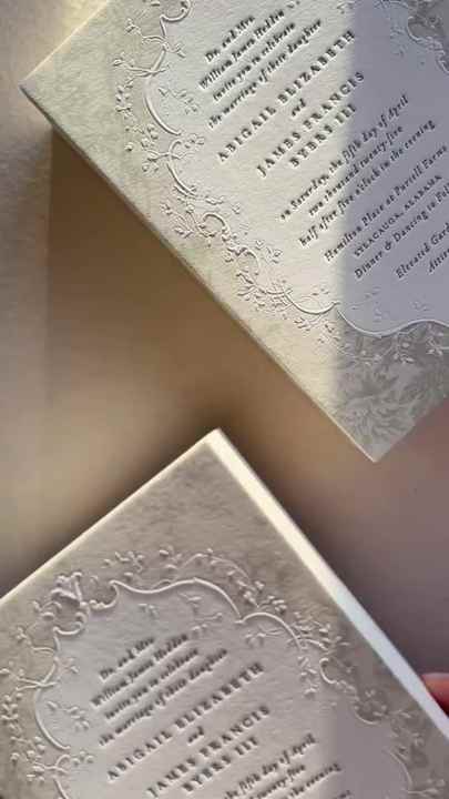 Luxury Classic Embossed Wedding Invitation Cards with Letterpress ...