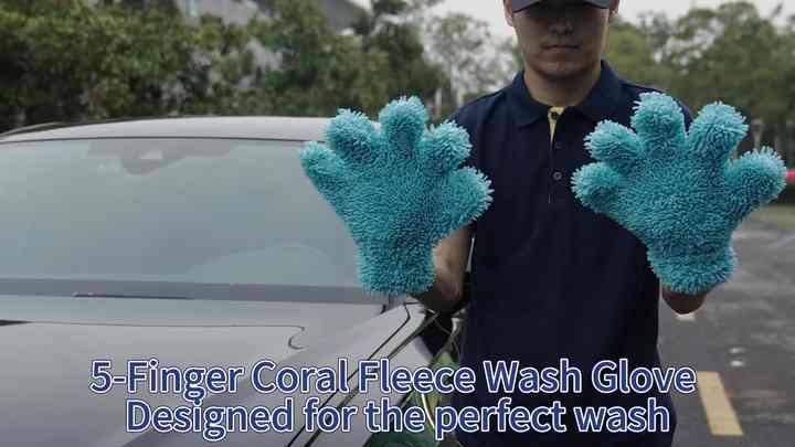 Car Detailing 5-Finger Design Coral Fleece Large Palm Surface Ergonomic ...