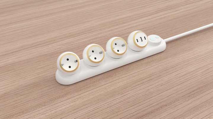 360 Degree Rotation Power Socket Strip with USB Ports