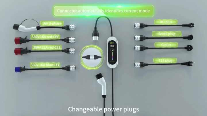 Mobile EV Charger 32Amp 1 Phase Portable EVSE with Schuko & Blue CEE ...
