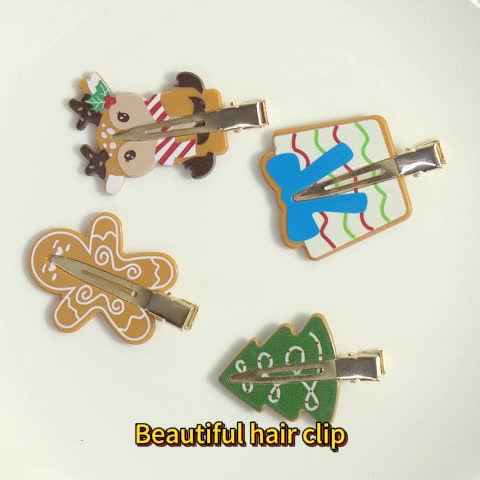 Festive Christmas Hair Clips Pins, Cute Acrylic Character Barrettes ...
