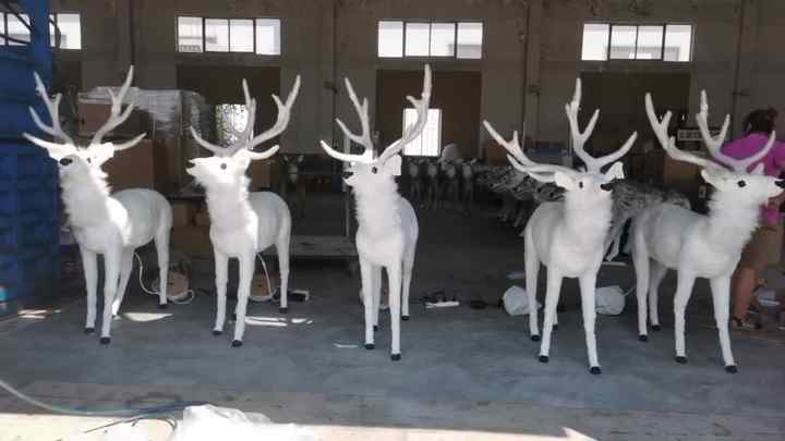 Life Size Animated Large White Reindeer Ornament Animatronic Deer ...