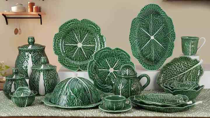 Best Crockery Green Embossed Cabbage Plates Dinnerware Pottery Dinner ...