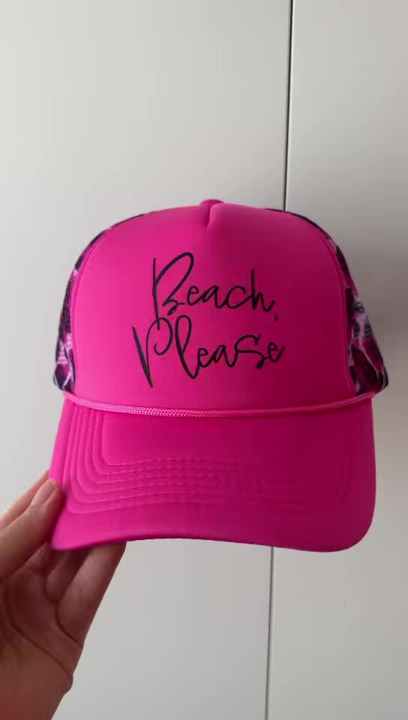 Hot Pink Trucker Hat with Leopard Mesh - Trendy Women's Cap