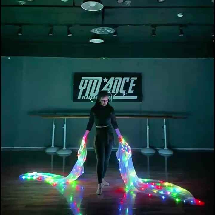 Belly Dance New Creative LED Light-Up Fan-7-Color Flash Silk/Cotton ...