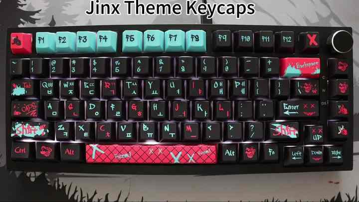 Korean Jinx Theme Keycaps PBT 129 Keys for Mechanical Keyboard