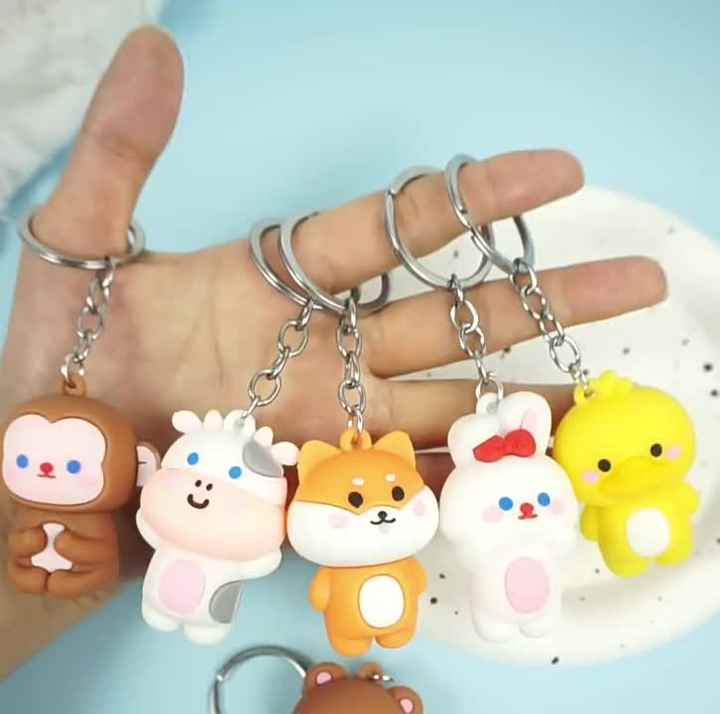 Cute Cartoon Animal Soft PVC Eco-friendly Light Keychain 3D Cartoon ...