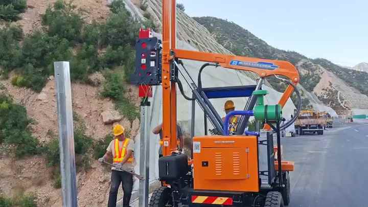 TZ390 Fully Automatic Highway Guardrail Installation Machine Wheel ...