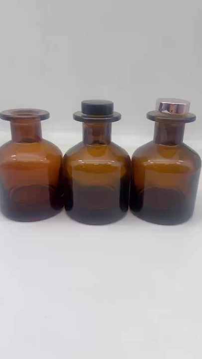 Empty 50ml 100ml 150 ml 250ml Round Aromatherapy Amber Glass Diffuser Bottle Essential Oil ...