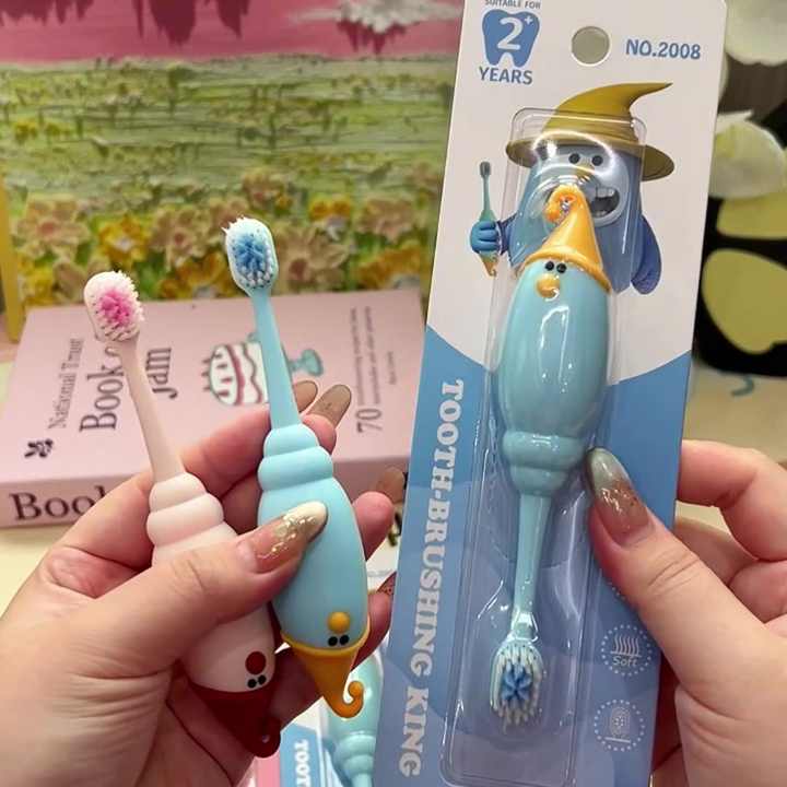 In Stock in USA Cute Cartoon-Shaped Soft Bristles Kids Toothbrush Non ...