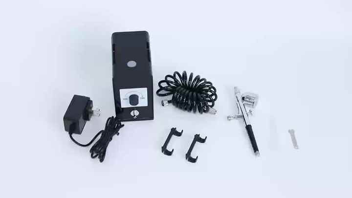 Dual-Action Rechargeable ABS Spray Gun Kit Quiet Piston Airbrush ...