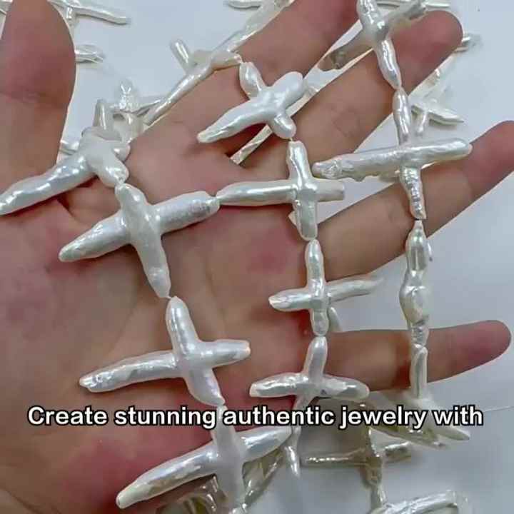 Baroque Style Irregular Cross Necklace and Earring Set White DIY ...