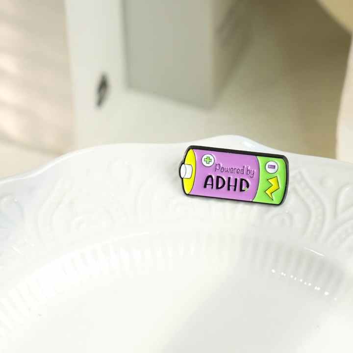 ADHD Awareness Battery Enamel Pins - Creative & Customizable
