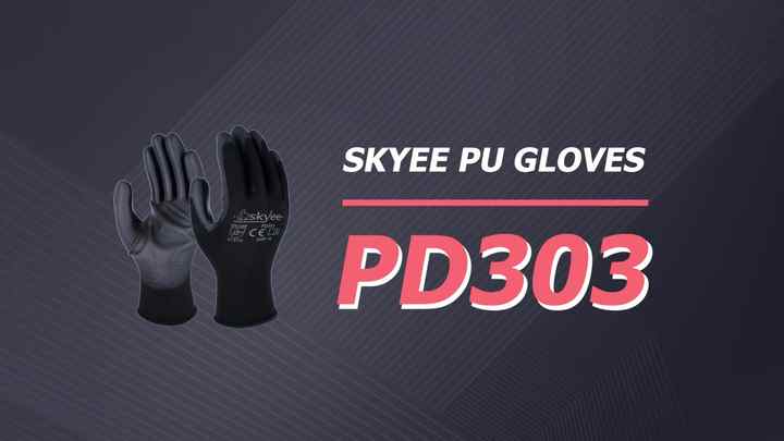 SKYEE Cheap Black Polyester PU Coated Hand Protection Anti Cut Oil ...