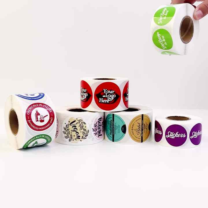 Custom Printing Logo Circle Packaging Label Stickers Paper Vinyl ...