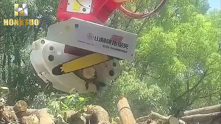 Forest Farm Tree Cutting Pruning Machine Excavator Grapple Saw ...