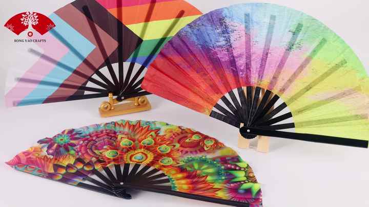2026 Custom Folding Hand Rave Fan Clack Handheld Rave Fan Holographic ...