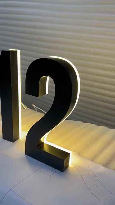 3D Led Lighted House Numbers Signs Illuminated Backlit Stainless Steel ...