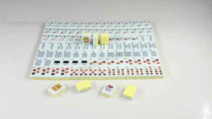 High-end UV Printed Mahjong Tiles Set Four-layered Acrylic Yellow ...