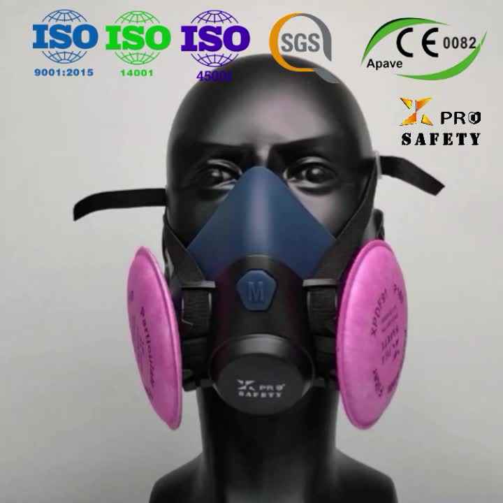 Half Gas Mask PPE A1E1 Facepiece P3 R Filters - Strong Protection