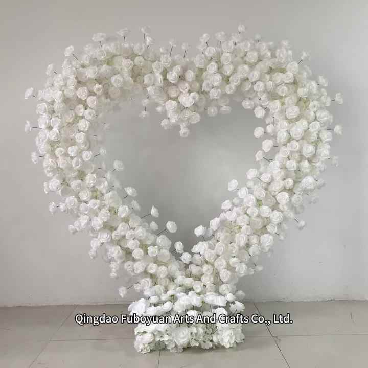 H117 White Heart Shaped Marry Me Proposal Silk Faux Floral Runner ...