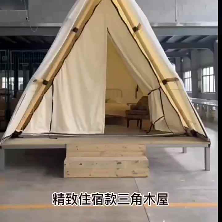 Outdoor Canvas Luxury Glamping Triangle Safari Tent With Bathroom ...
