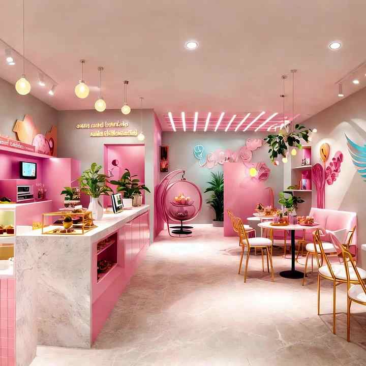 Sweet Dreamy Style Internet-Famous Coffee Dessert Shop Open Bar Display ...