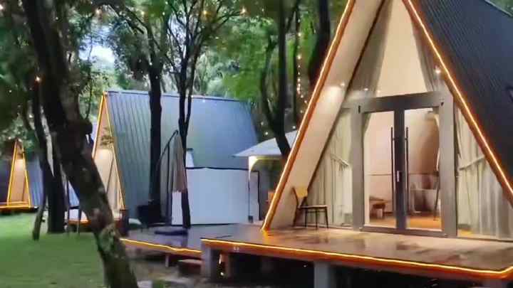 Triangular Prefab Cabin Modular Kit for Villa & Hotel Use Forest Lodges ...