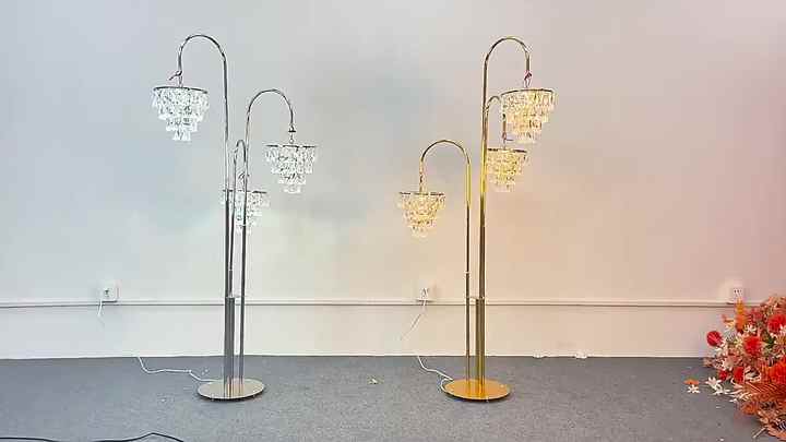 3 Heads Crystal Wedding Walkway Stands Pillar Road Guide LED Lights for ...