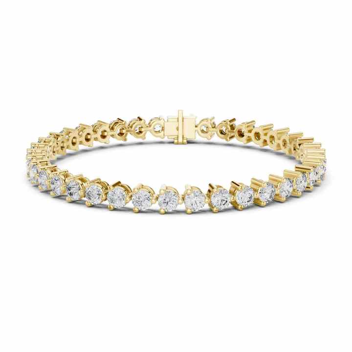 Round Cut Diamond Tennis Bracelet for Women in Yellow Gold White Gold ...