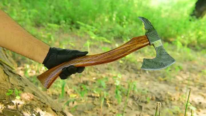 Handmade Custom Damascus Steel Axe with Leather Sheath - Durable Viking ...