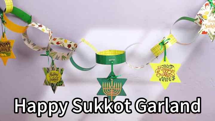 Happy Sukkot Garland Decoration - Jewish Holiday Paper Chains