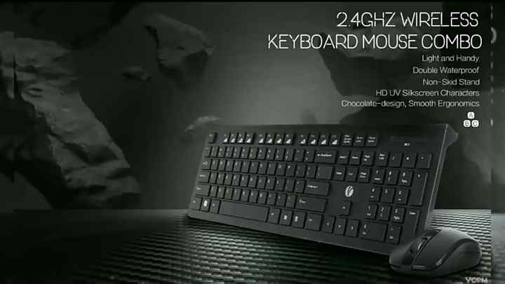 VCOM 2.4GHz Wireless Keyboard Mouse Combo with USB Receiver Laptop ...