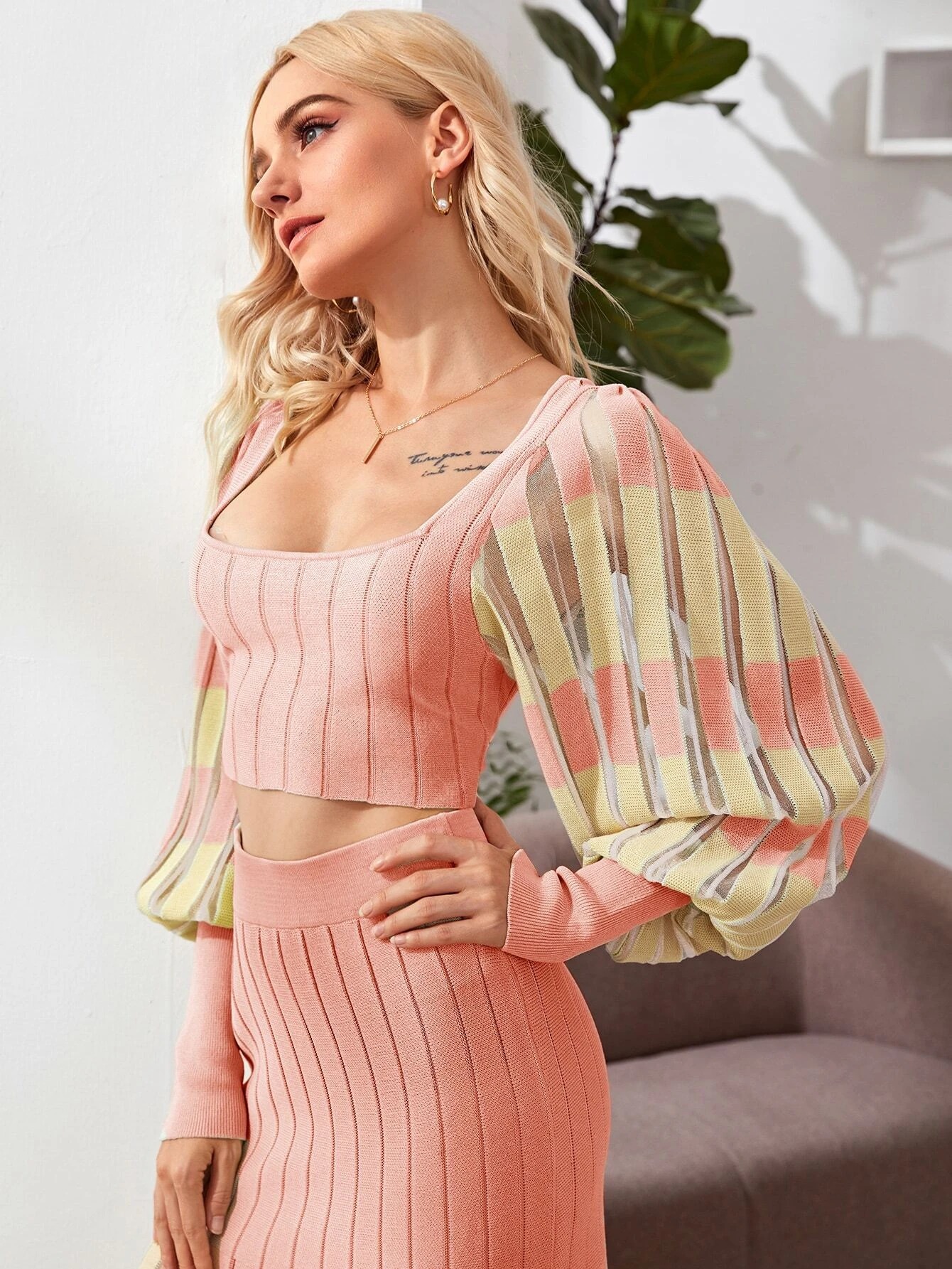 Casual Long Sleeve Polyester Pullovers Square Neck Knit Women Sweater Dress