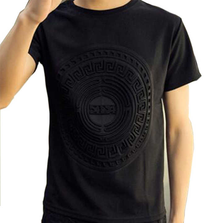 Fashion Oem Black Cotton T Shirt For Men High Quality Embossed T-shirt ...