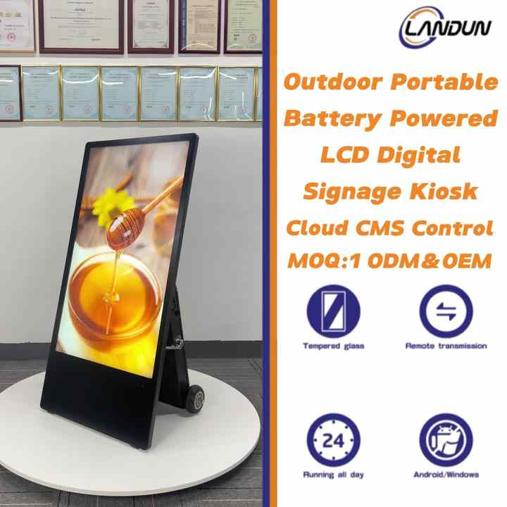 43 Inch Portable 4K Digital Signage and Display IP65 Waterproof Battery ...