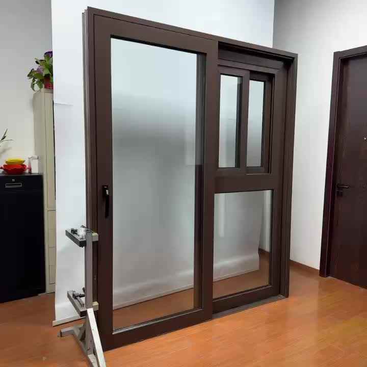 Space-Saving Aluminum Glass Sliding Door with Built-in Sliding Window ...