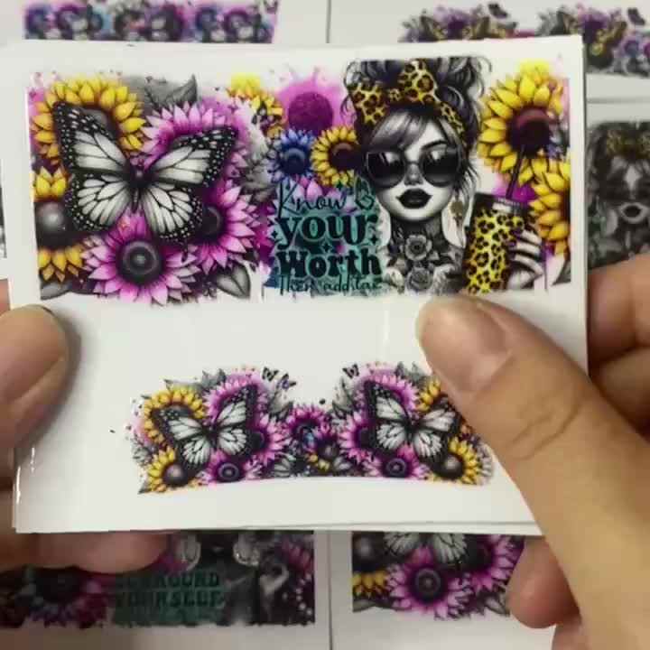16oz UV DTF Transfer Stickers with 3D Embossed Waterproof and Scratch ...